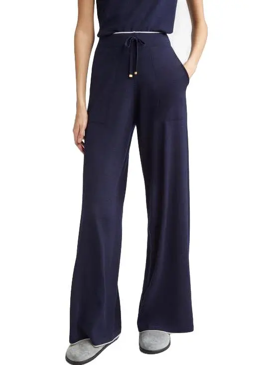 Eleventy Merino Wool Wide-leg Trousers - 11-75 Blue And Pearl