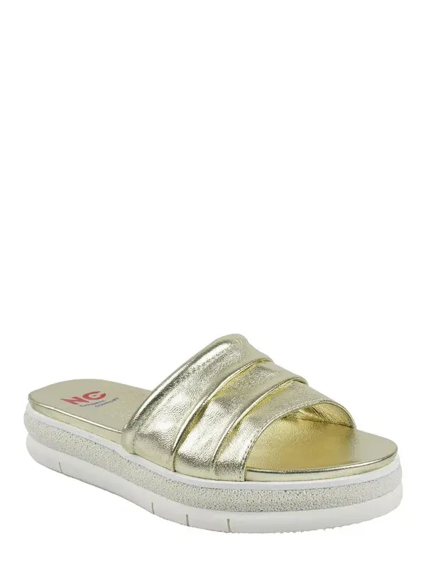 NATIONAL COMFORT Marieller Platform Slide Sandal - Gold Leather