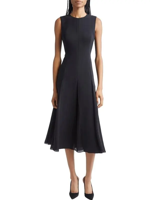 Carolina Herrera Sleeveless Godet Flared Midi Dress - Black