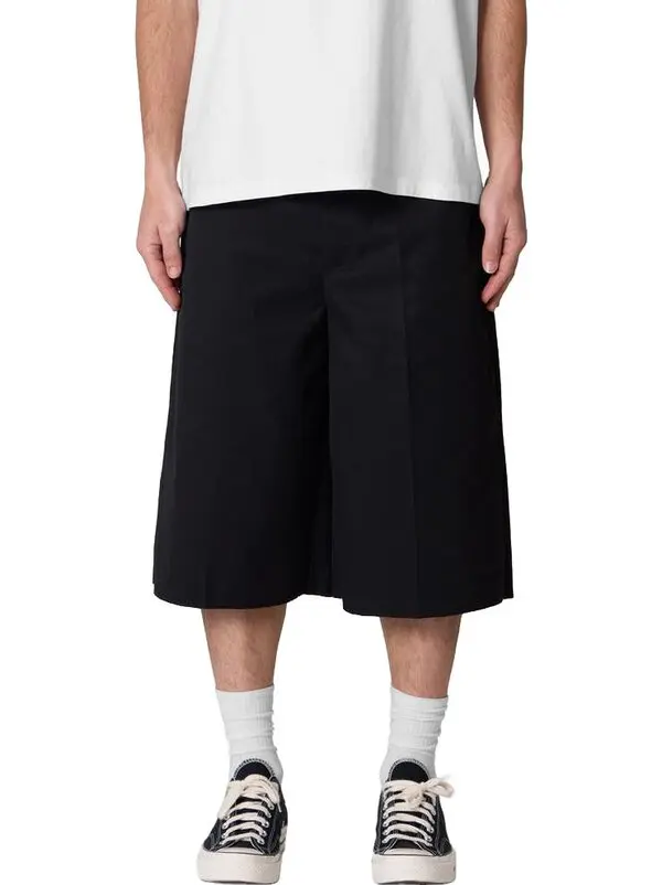 Mnml Pleated Baggy Cotton Blend Shorts - Black