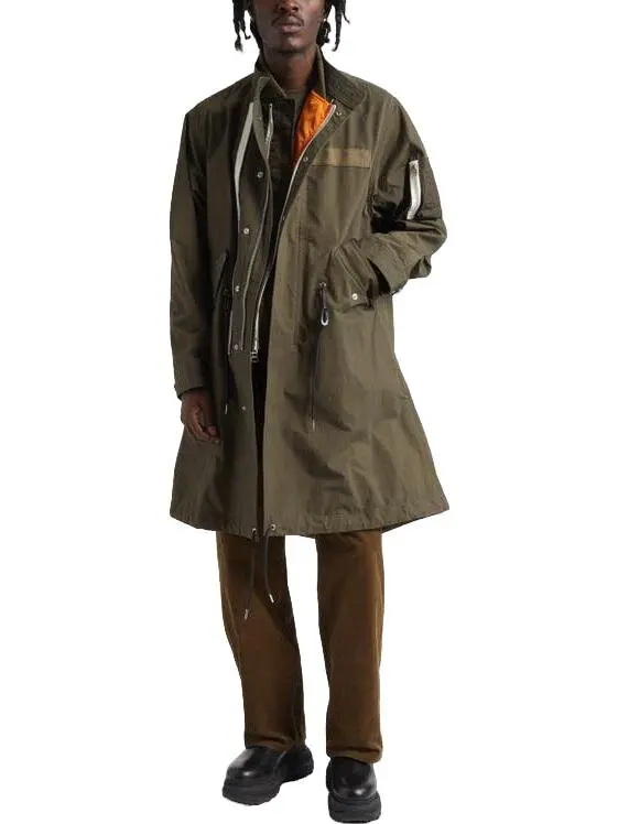 Sacai Cotton & Nylon Ripstop Coat - Khaki