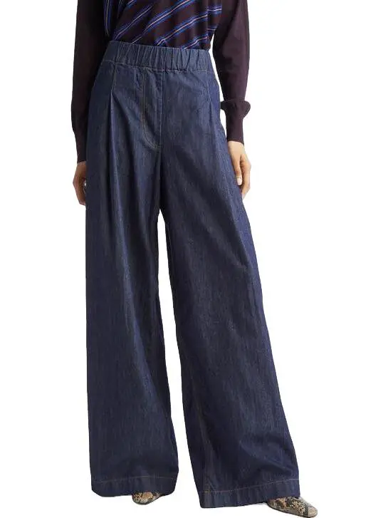 Dries Van Noten Pila Pleated Wide-leg Denim Pants - Indigo