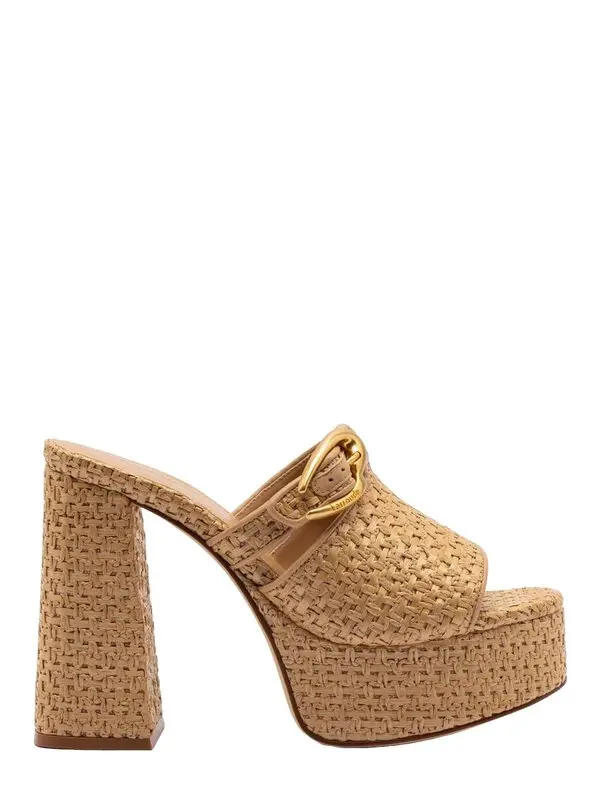 Larroude Dolly Verona Raffia Mule - Beige