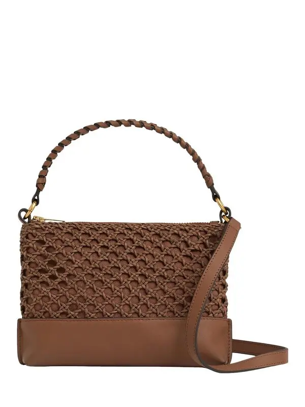 REISS Woven Leather Crossbody Bag - Tan