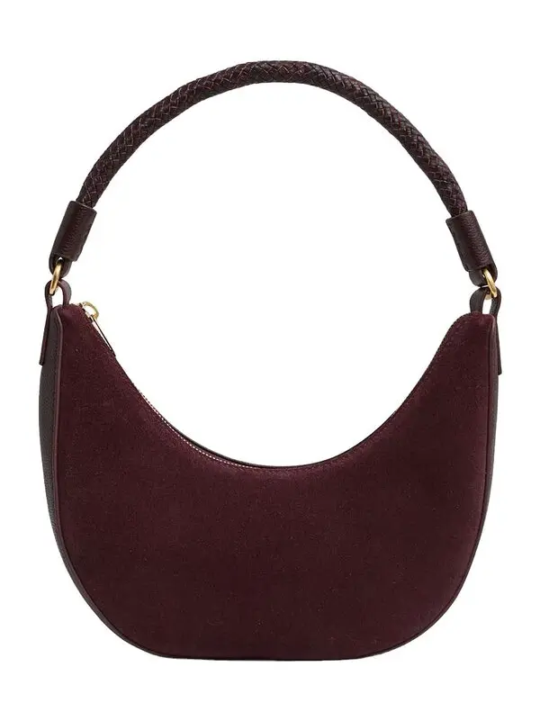 REISS Suede And Leather Shoulder Bag - Oxblood