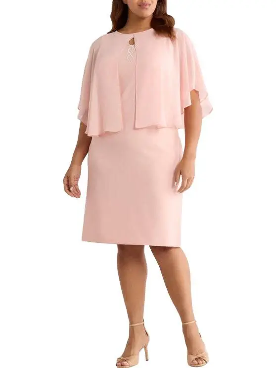 CONNECTED APPAREL Cape Midi Dress - Blush