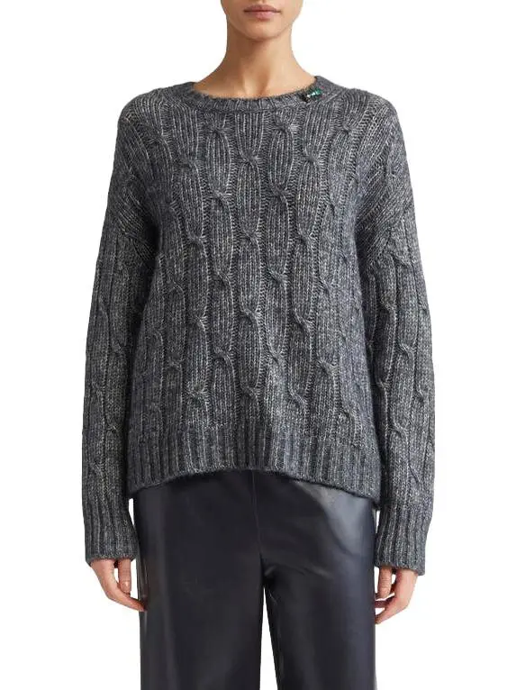 Max Mara Cabaret Oversized Cotton & Alpaca Blend Sweater - Dark Grey