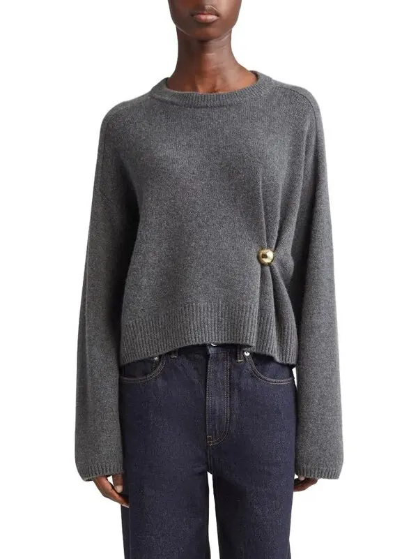 Loulou De Saison Bill Draped Cashmere Sweater - Anthracite Melange
