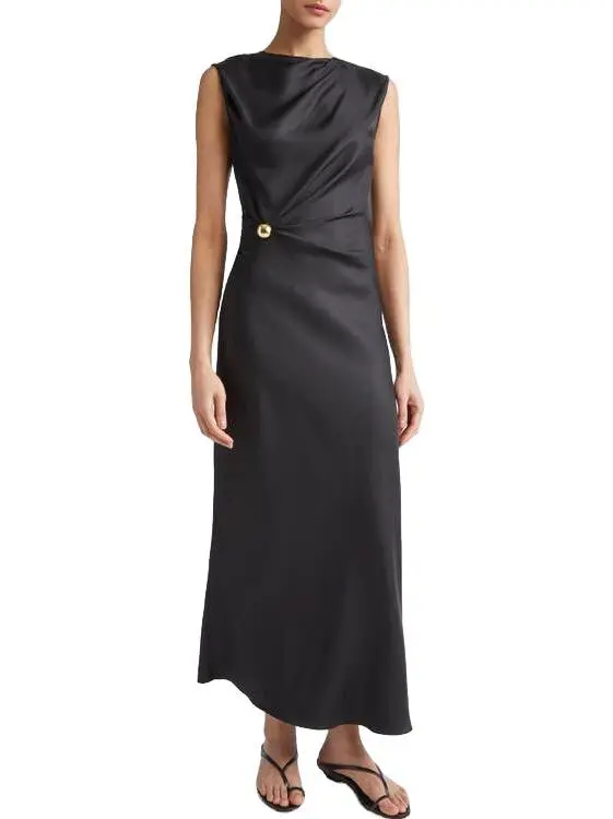 Loulou De Saison Roan Draped Silk Dress - Black