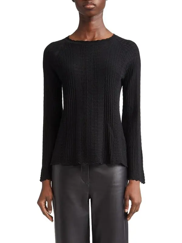 Loulou De Saison Greta Wool & Cashmere Crewneck Sweater - Black