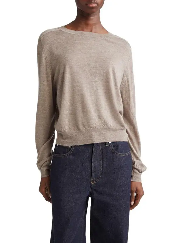 Loulou De Saison Angus Cashmere Crewneck Sweater - Taupe Melange