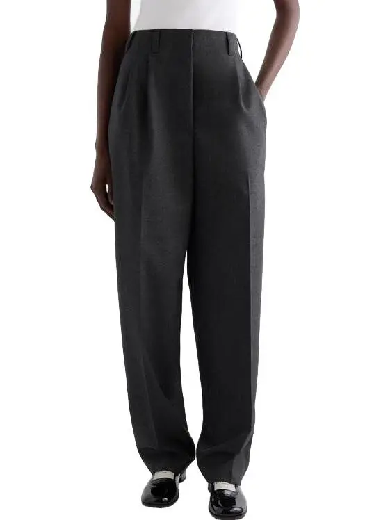 Givenchy Double Pleat Grain De Poudre Wool Pants - Grey Mix