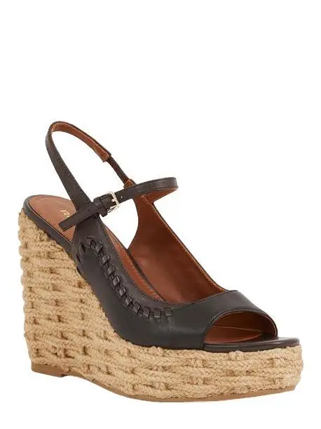 REISS Camila Slingback Platform Sandal - Chocolate/black