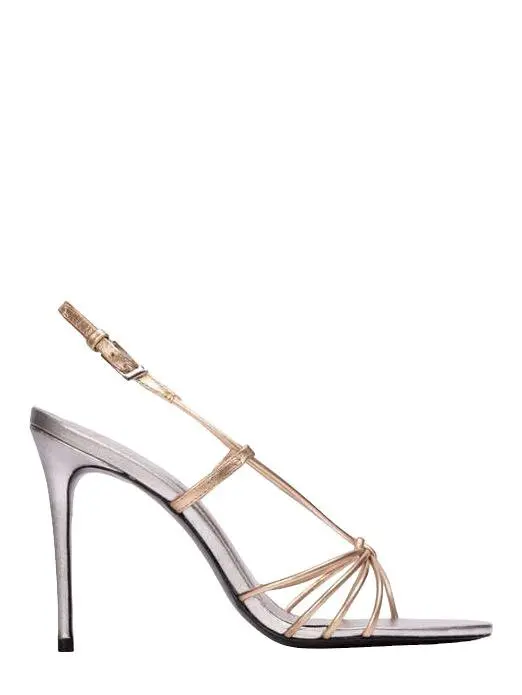 BLACK SUEDE STUDIO Fern 100 Metallic Sandal - Silver & Gold