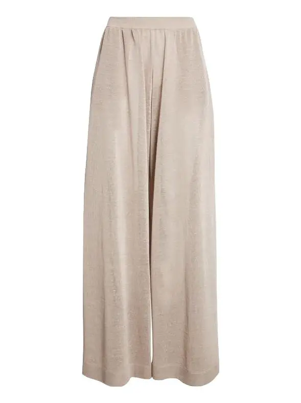 Alaïa Fluid Linen & Silk Wide Leg Pants - Beige Clair