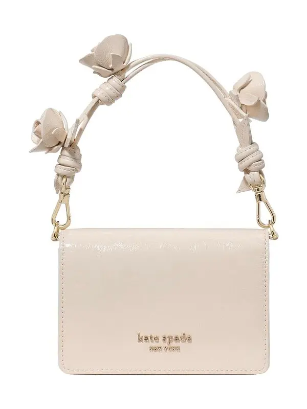 Kate Spade New York Crinkle Patent Leather Mini Bag With Rosettes - Cashew Milk