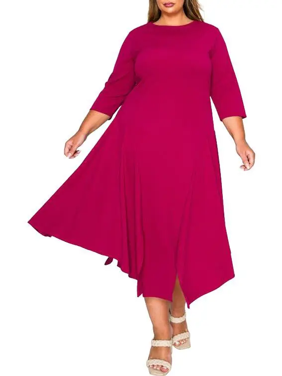 L I V D Asymmetric Split Hem Crepe Maxi Dress - Magenta