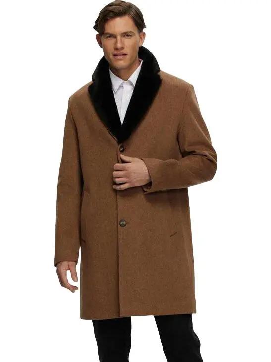 Gorski Loro Piana Wool Coat With Shearling Collar - Camel