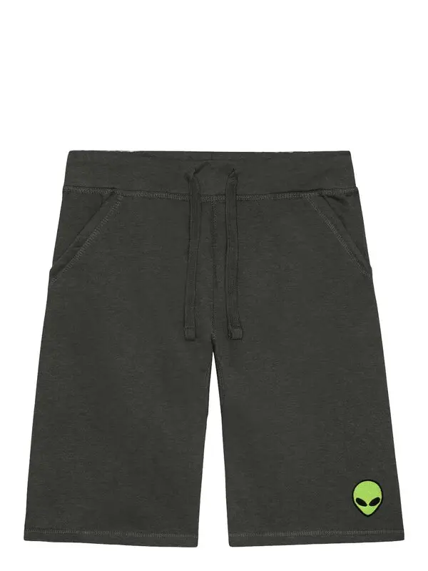 DALIX Midweight Fleece Short With Alien Design - Charcoal Htr