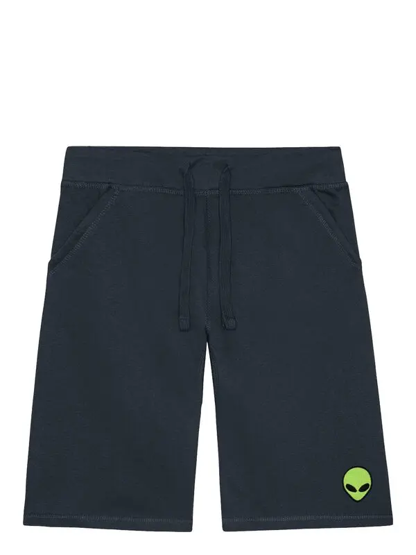 DALIX Midweight Fleece Short With Alien Design - Navy Blue