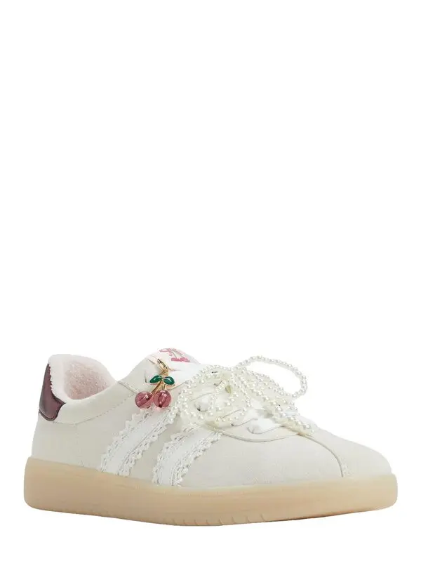 Aldo Lace Up Sneakers With Charms - White/bone