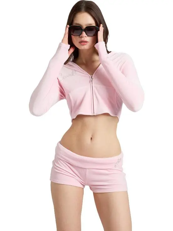 SPARKL Tracksuit Velour Shorts - Pink