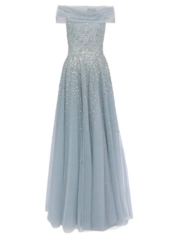 Jenny Packham Bee Embellished Gown - Steel Blue