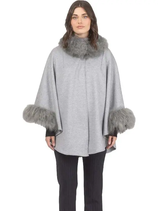 Gorski Wool And Cashmere Trimmed Cape - Gray
