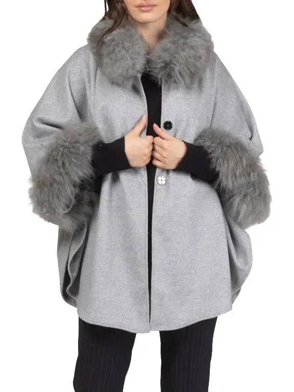 Gorski Wool And Cashmere Trimmed Cape - Gray