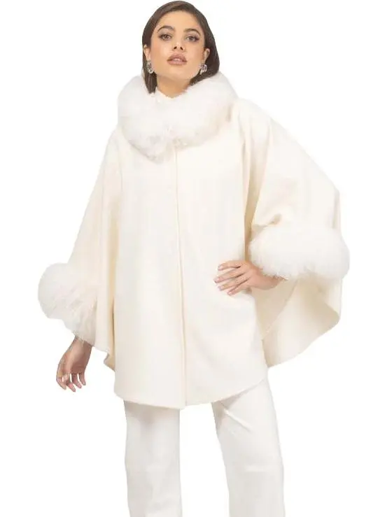 Gorski Wool And Cashmere Trimmed Cape - Ivory