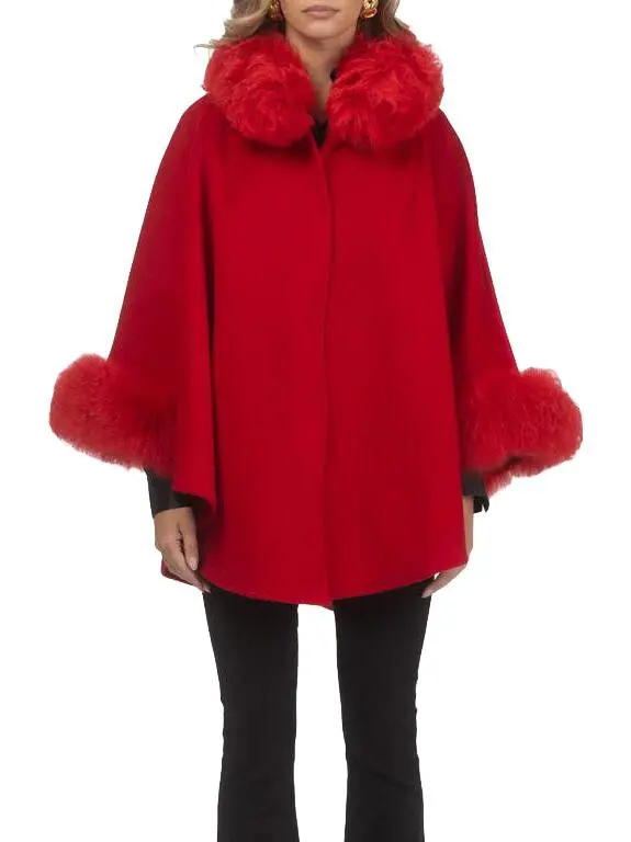 Gorski Wool And Cashmere Trimmed Cape - Red