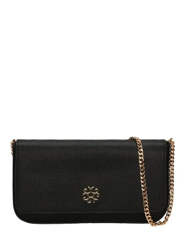 Gorski Leather Crossbody Bag With Chain Strap - Black