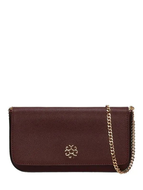 Gorski Leather Crossbody Bag With Chain Strap - Burgundy