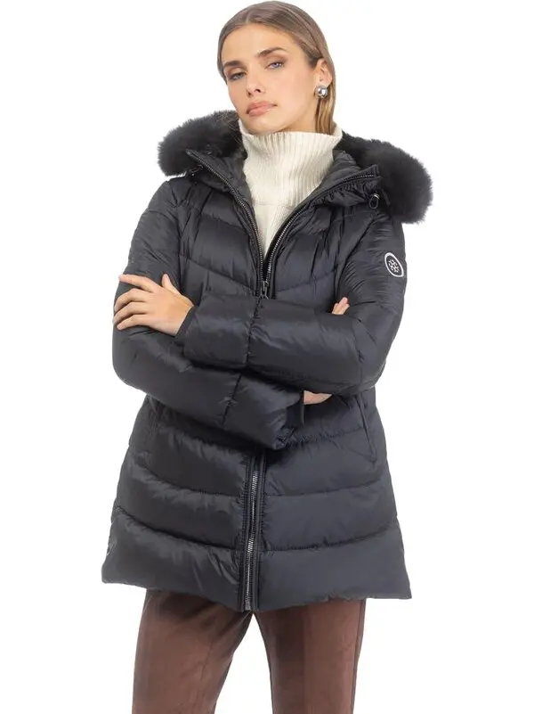 Gorski Après-ski Jacket With Detachable Hood Trim - Black/black