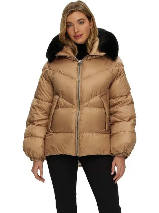 Gorski Après-ski High-low Jacket With Detachable Toscana Trim - Camel/black