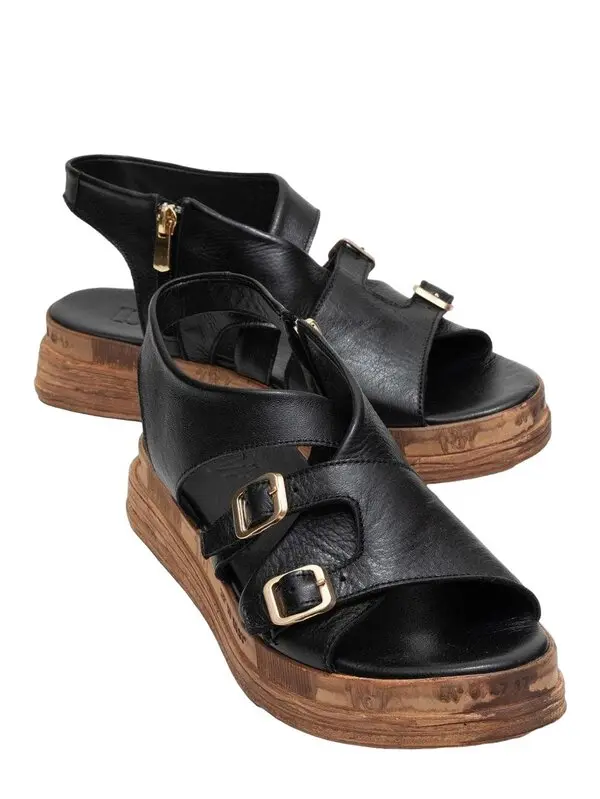 FOREVER & ALWAYS SHOES Levine Leather Side-zip Sandal - Black Leather
