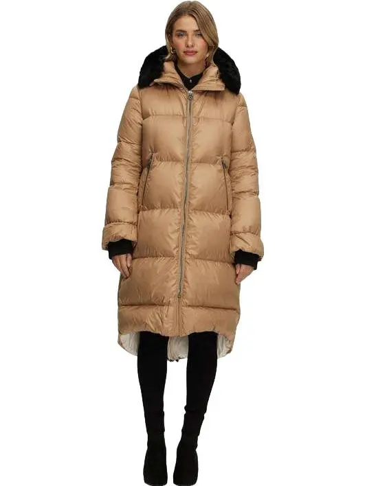 Gorski Long Down Jacket With Detachable Toscana Trim - Camel/black
