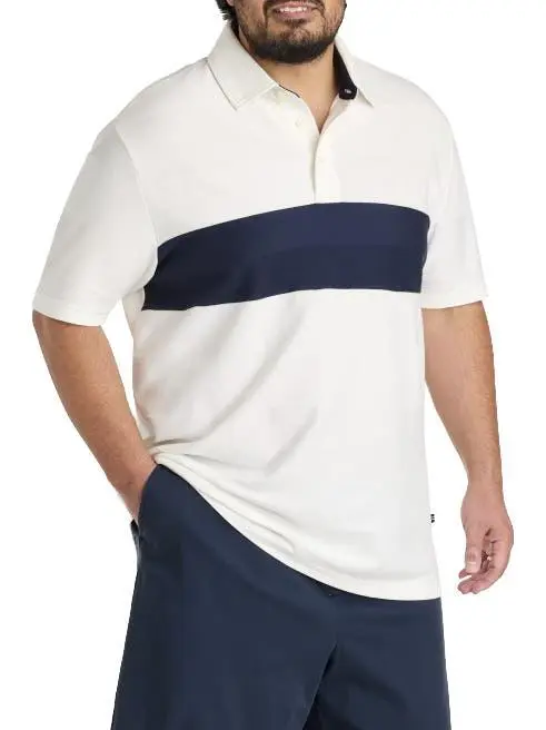 NAUTICA Big & Tall Chest Striped Polo Shirt - Sail White
