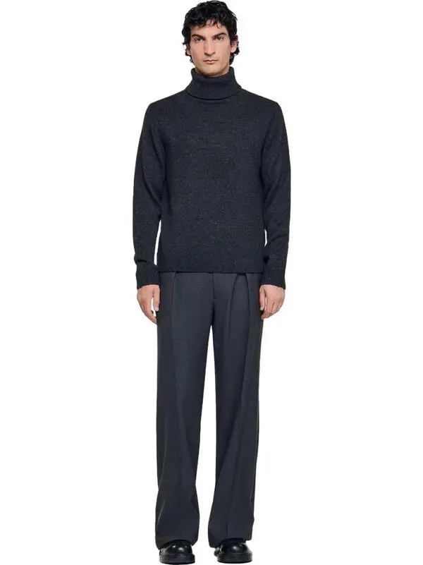 Sandro Wool, Yak And Cashmere Turtleneck Sweater - Dark Grey