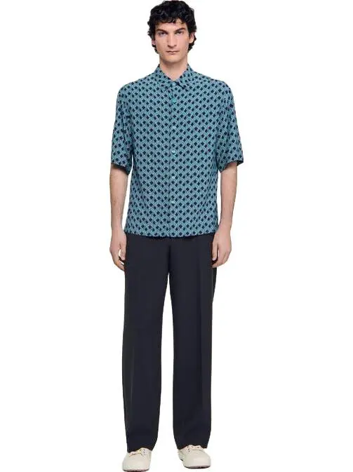 Sandro Rope Print Shirt - Navy Blue