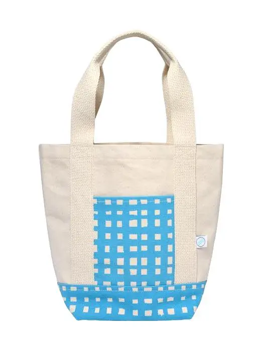 DANCE HAPPY Grid Mini Tote Bag - Azure Blue