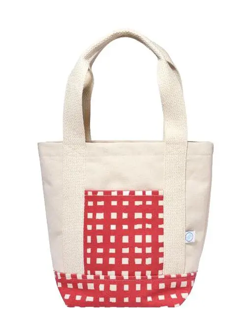 DANCE HAPPY Grid Mini Tote Bag - Nantucket Red