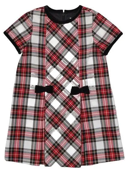 FLORENCE EISEMAN Tartan Plaid Dress With Bows - Red And White Plaid