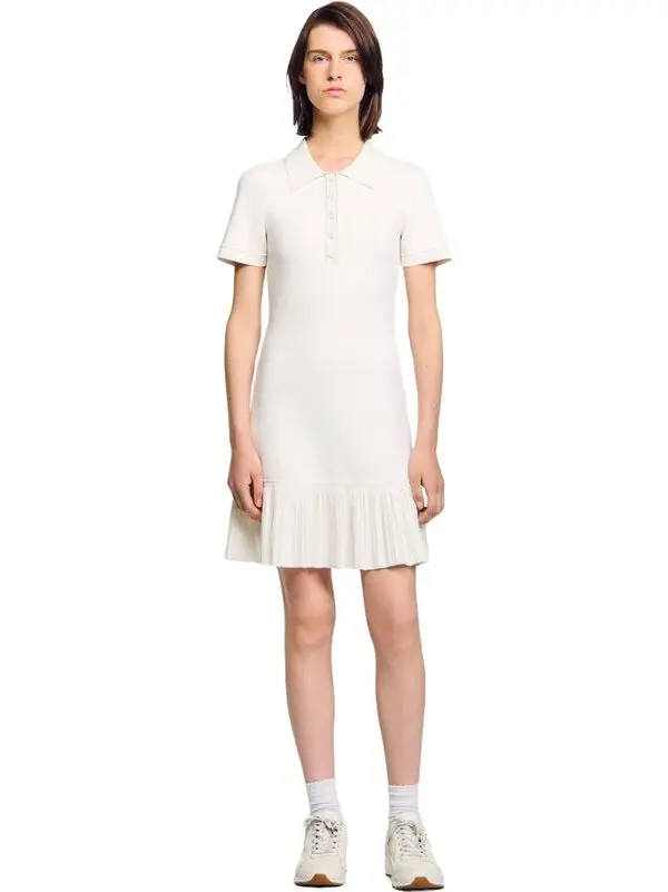 Sandro Short Knit Polo Dress - Ecru