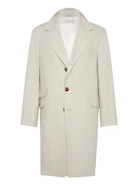 Brunello Cucinelli Cashmere Flannel Coat - Sand