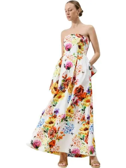 RO&ZO Floral Print Dress With Bow Detail - Muliti