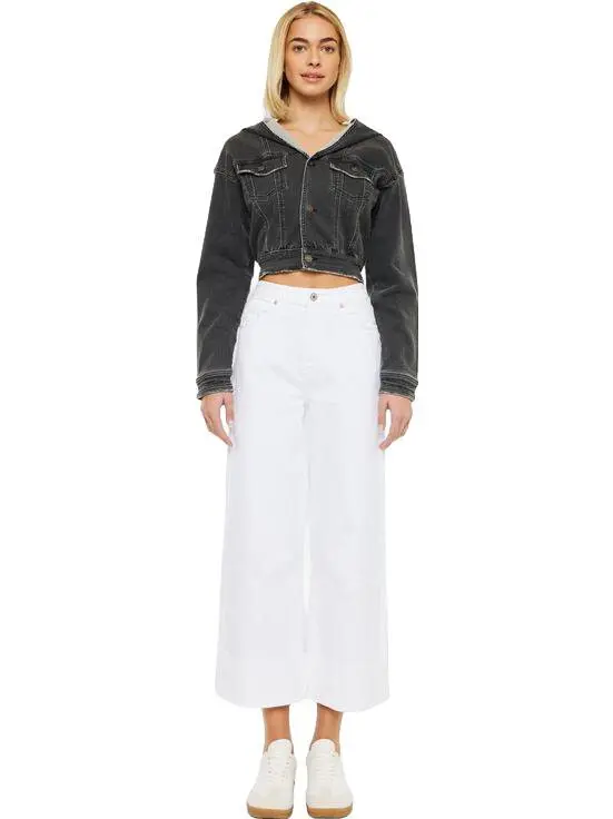 KANCAN Alfie 90's Cropped Wide Leg Jeans - White