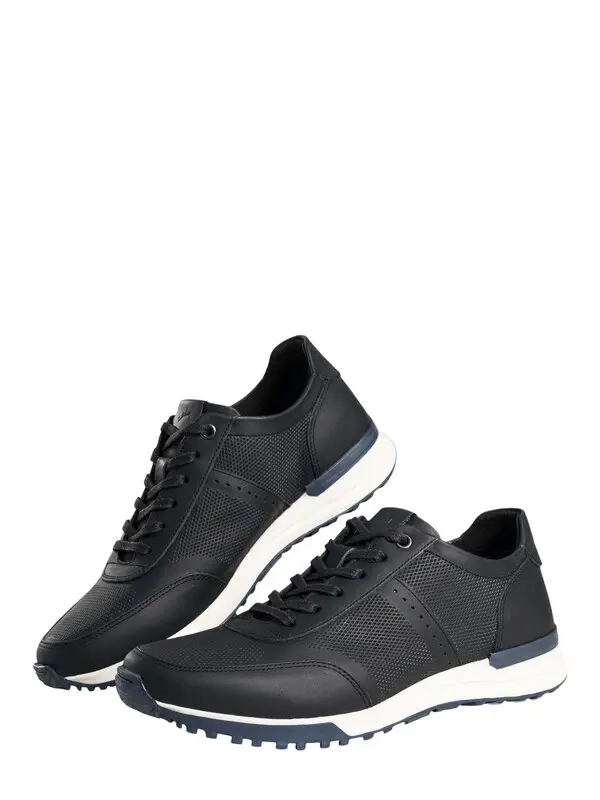 VELEZ Full Grain Leather Lace Up Sneakers - Black