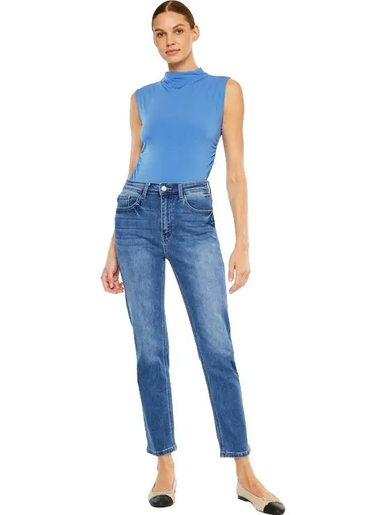 KANCAN High-rise Slim Straight Jeans - Medium Wash
