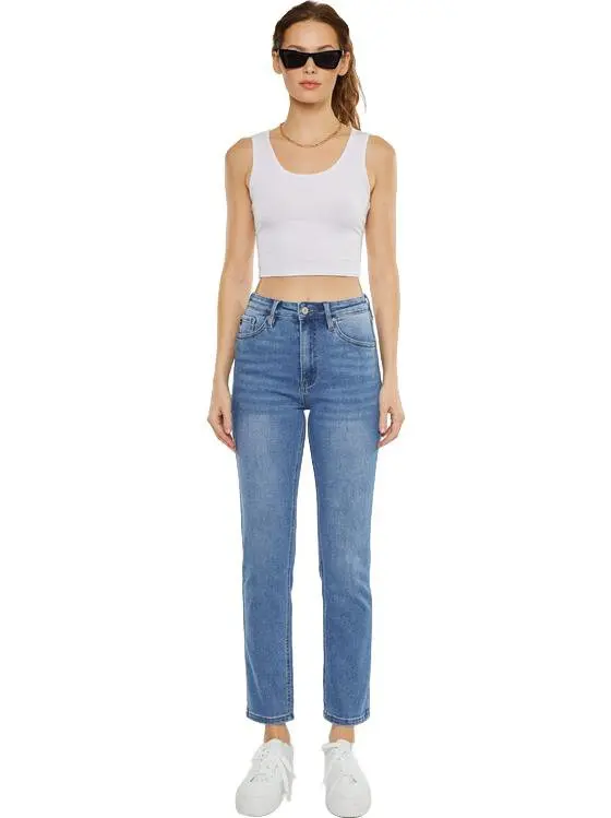 KANCAN High-rise Slim Straight Jeans - Medium-light Wash